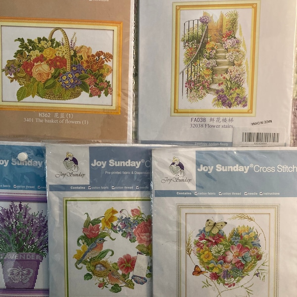 Joy Sunday Stamped Cross Stitch Kits - Etsy