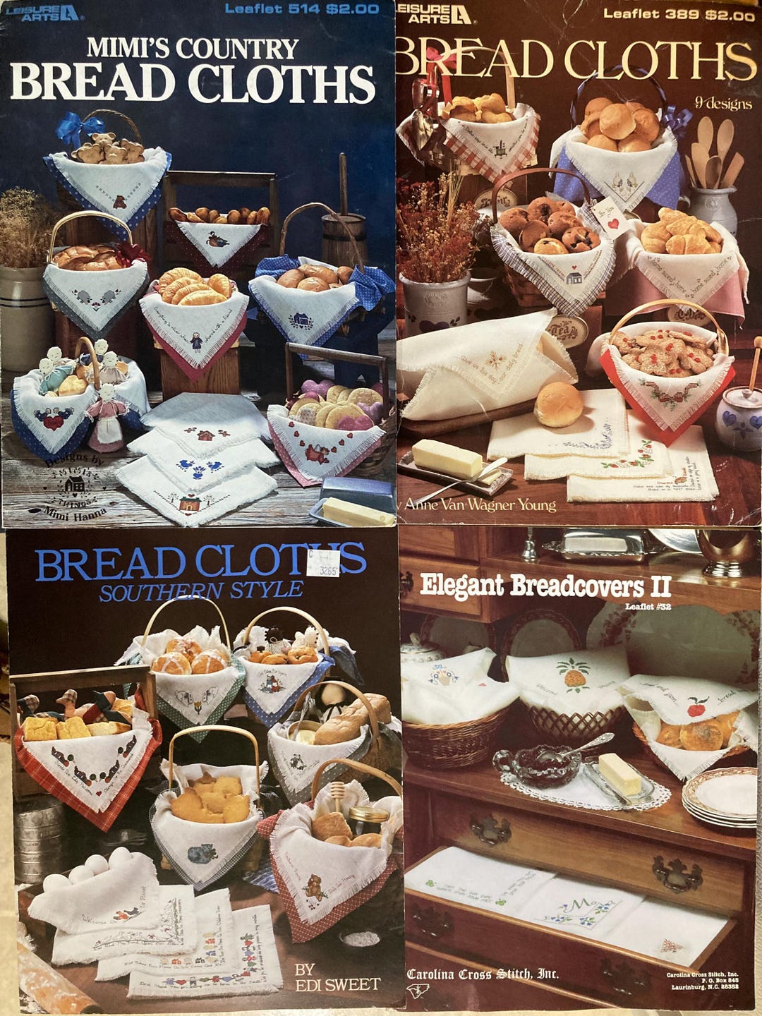 Vintage (1980's) Cross Stitch Bread/basket Cloth Patterns for Holidays ...