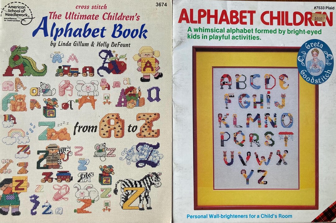Vintage (1982 & 96) Alphabet Counted Cross Stitch Pattern Books ...