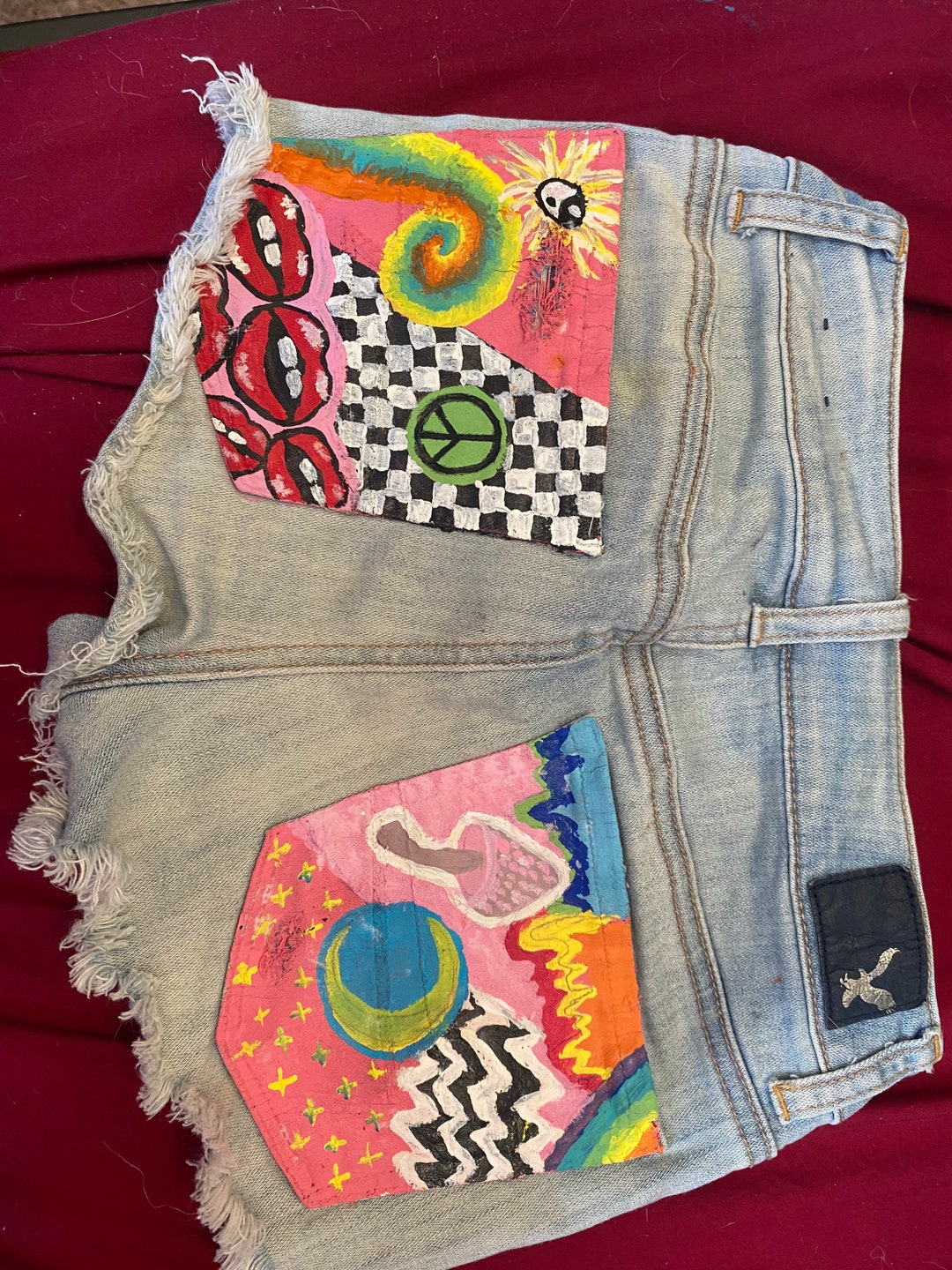 Hand Painted Denim Shorts - Etsy
