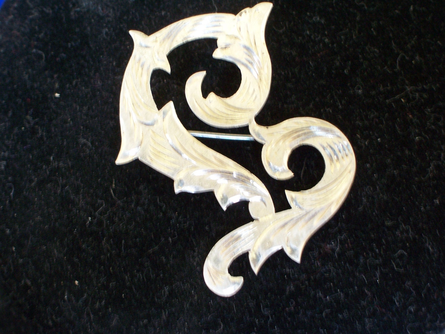 Vintage Sterling Silver Engraved Brooch by Designer A.fonseca - Etsy