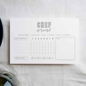 CHEF Editable Scorecard | Journal Card | Challenge Party | Food Tasting ...