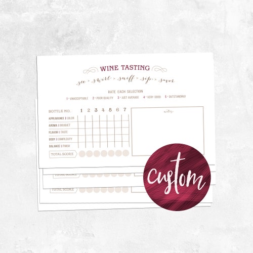 WINE TASTING Printable PDF Download | Etsy Canada
