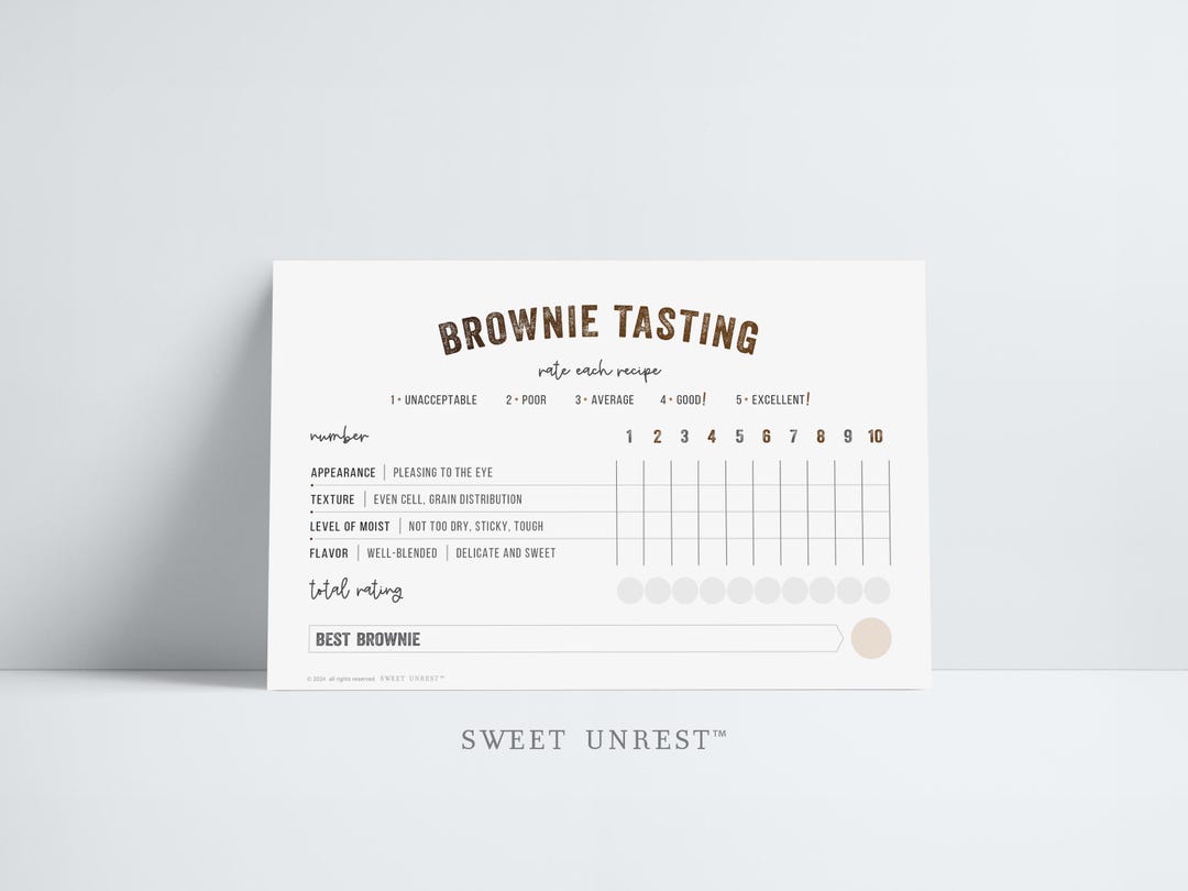 BROWNIE Editable Scorecard | Journal Card | Tasting Party | Custom ...