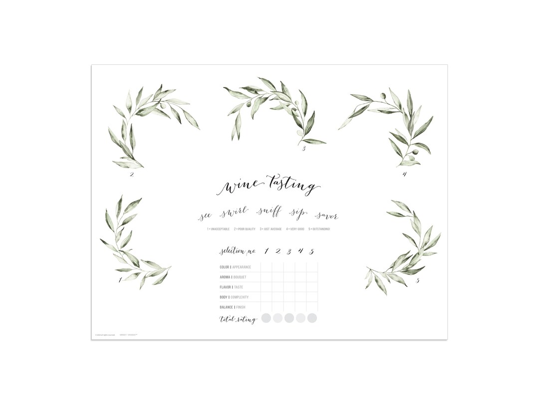 WINE Tasting Flight Score Mat Small, Shot Glasses Instant Download 8.5 ...
