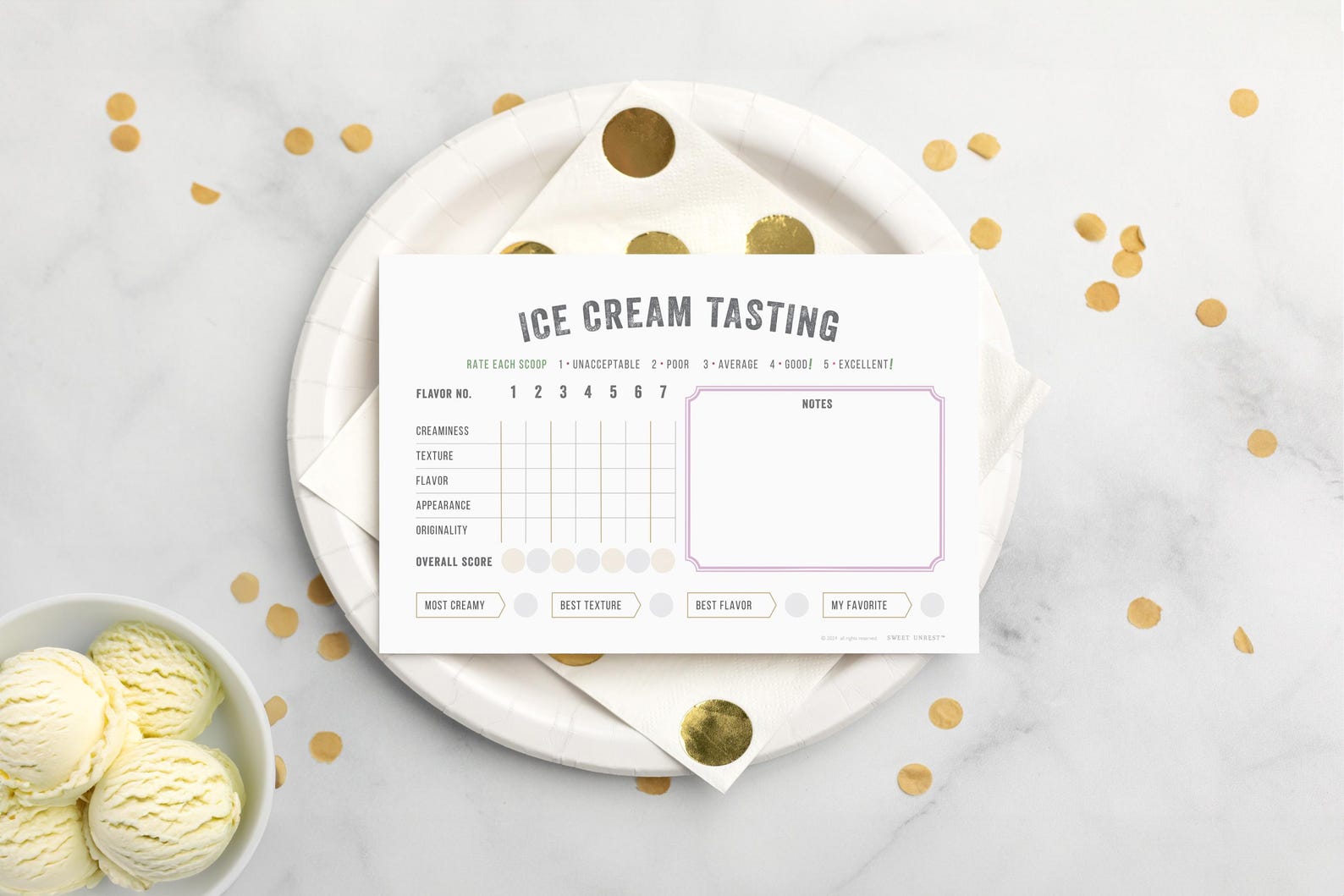 Ice Cream Tasting Scorecard: Editable Party Game (digital Download) - Etsy