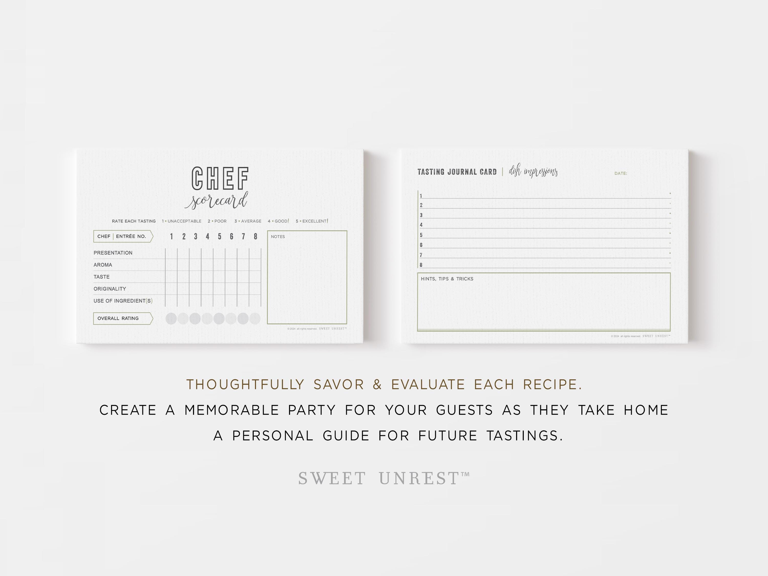 CHEF Editable Scorecard | Journal Card | Challenge Party | Food Tasting ...