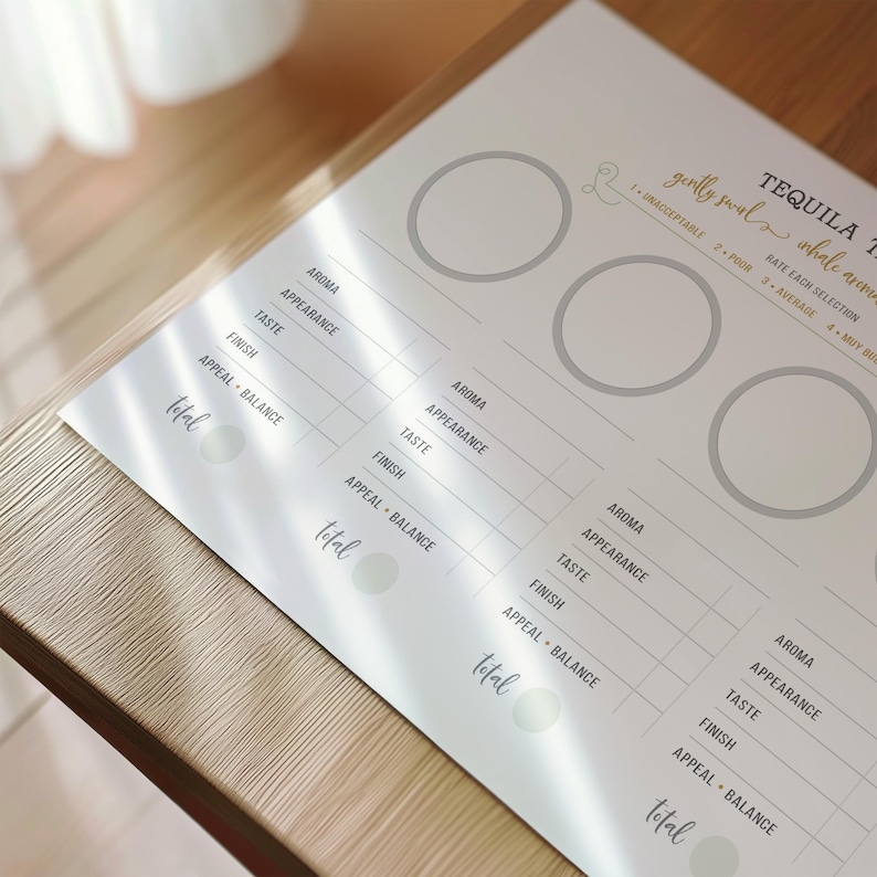 TEQUILA Tasting Flight Mat | Small, Shot Glasses | Tequila Scorecard ...
