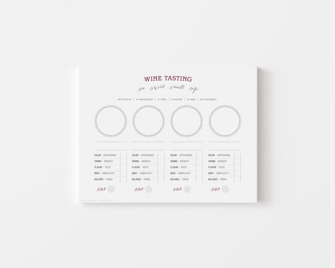 WINE Tasting Flight Mat | Small, Shot Glasses | Wine Scorecard ...