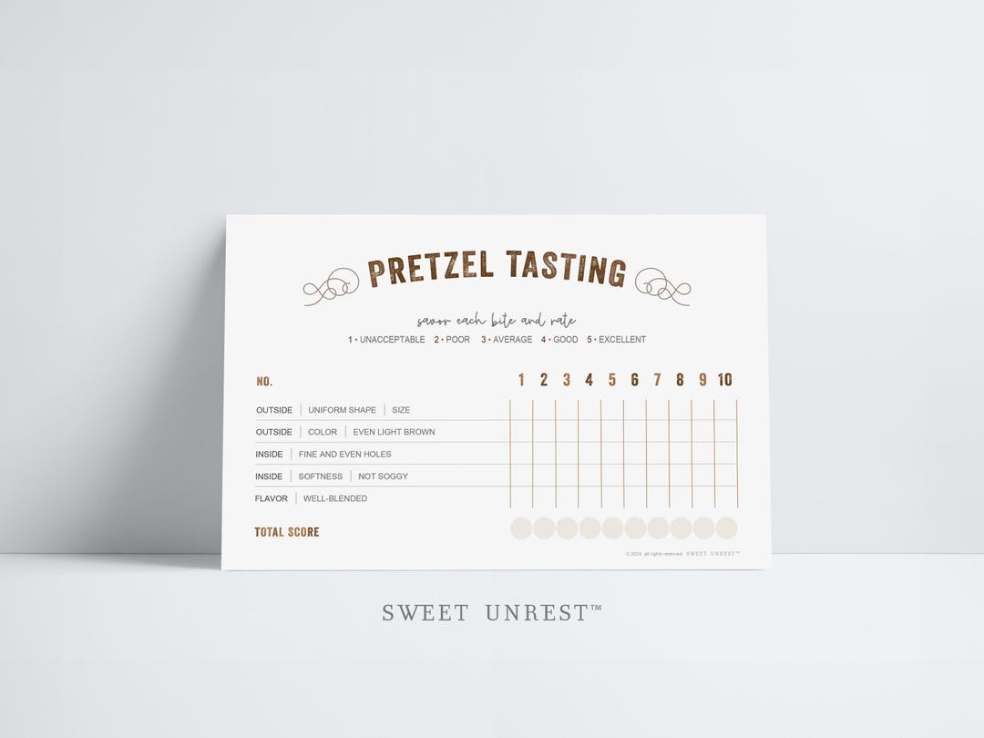 PRETZEL Editable Scorecard | Journal Card | Tasting Party | Custom ...