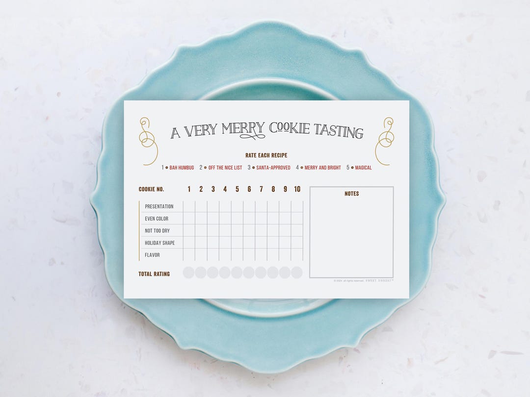 Holiday Cookie Tasting Scorecard: Editable Christmas Party Game ...
