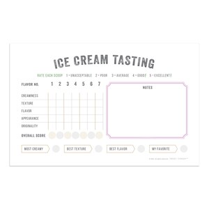 ICE CREAM Tasting Scorecard Journal Description Card Instant Download ...