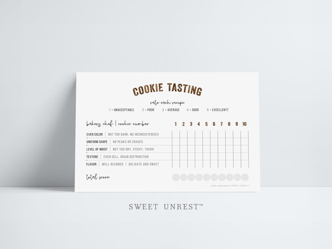 COOKIE Editable Scorecard | Journal Card | Tasting Party | Custom ...