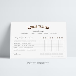 COOKIE Editable Scorecard | Journal Card | Tasting Party | Custom ...