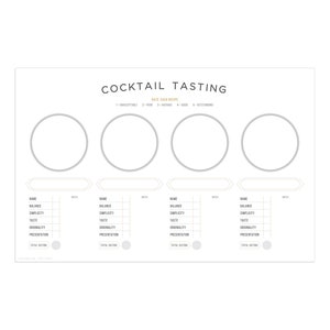 COCKTAIL Tasting Flight Score Mat Rate Your Drink Instant Download Full ...