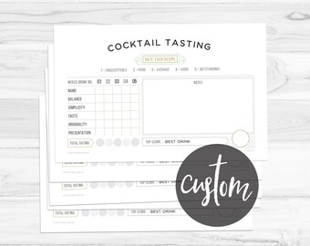 Cocktail Score Card - Etsy