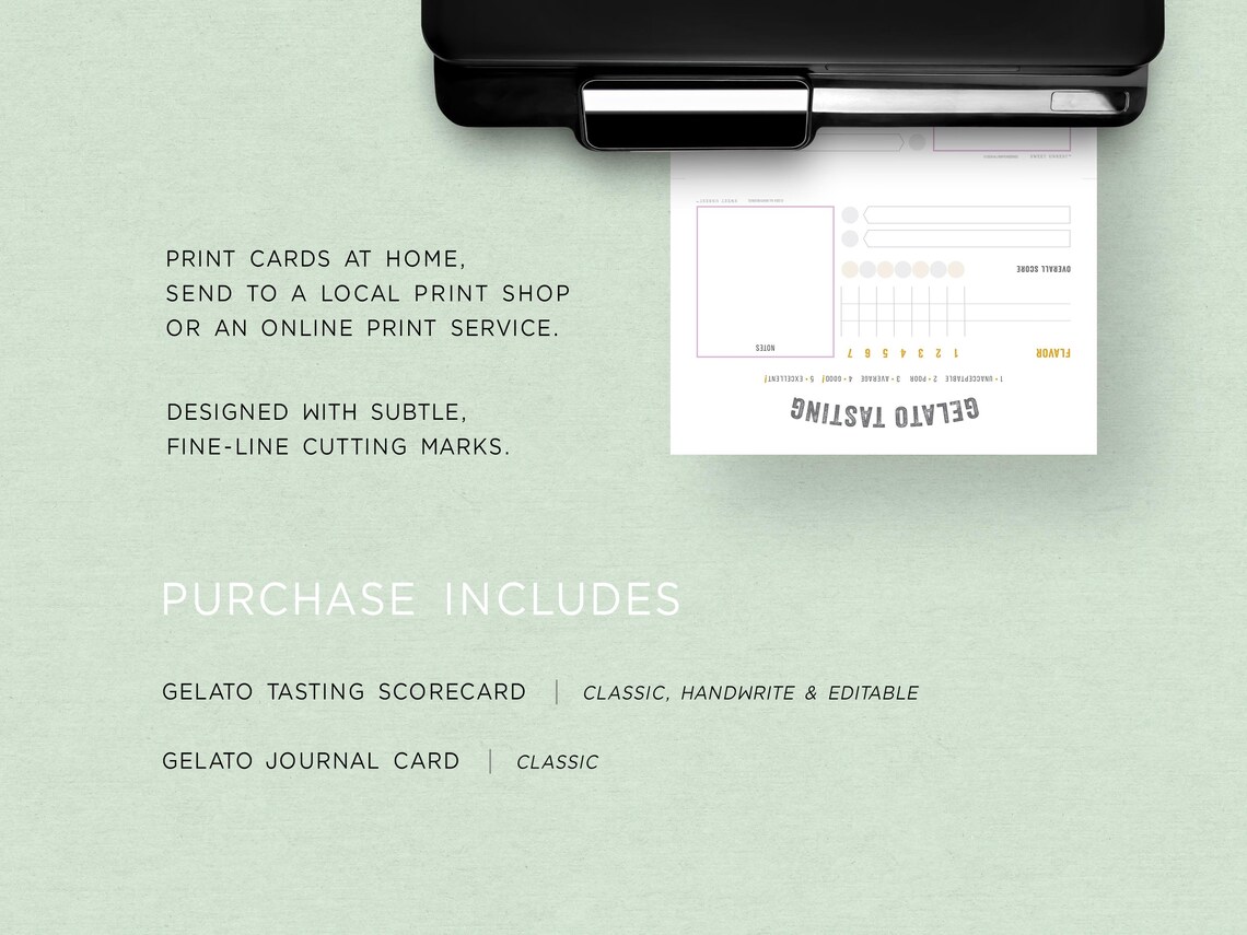 GELATO Editable Scorecard | Journal Card | ITALIANO Tasting Party ...