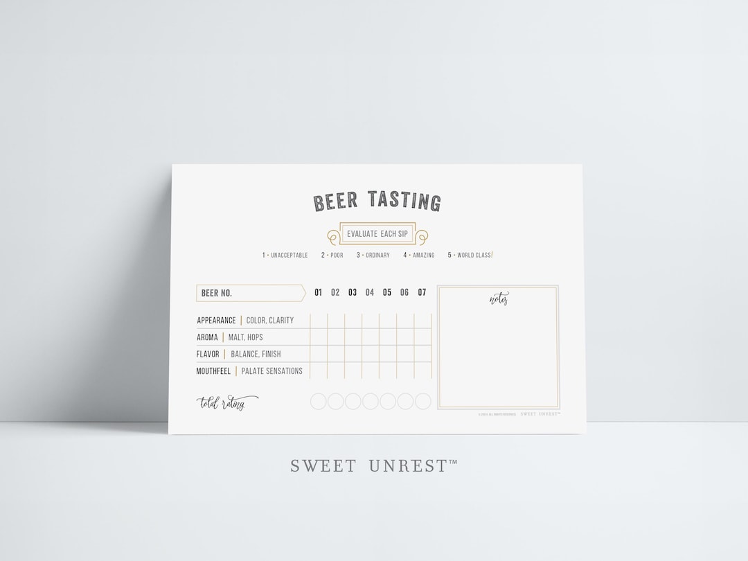 BEER Editable Scorecard | Drink Journal Card | Craft Beer Tasting Party ...