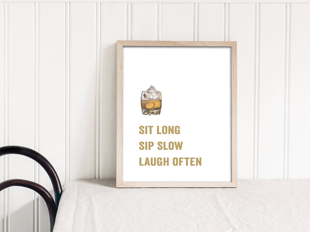 BOURBON Tasting Art Print | Sip Slow, Laugh Often | Party Decor | Bar ...