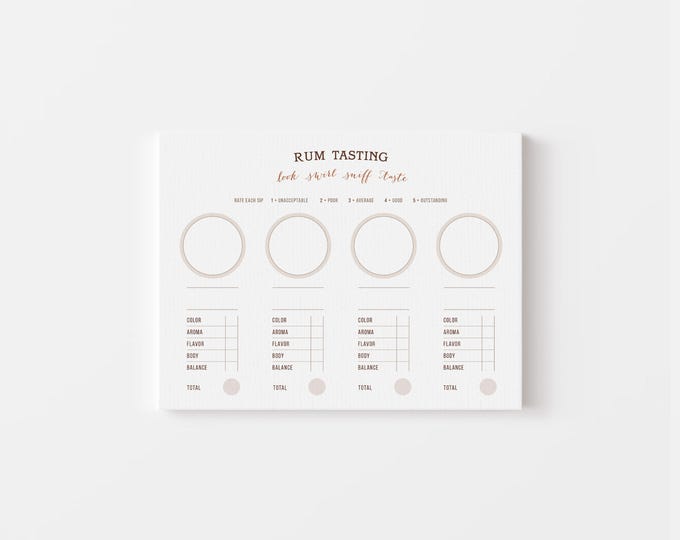RUM Tasting Flight Mat | Scorecard | 4 Small, Shot Glasses | Instant ...