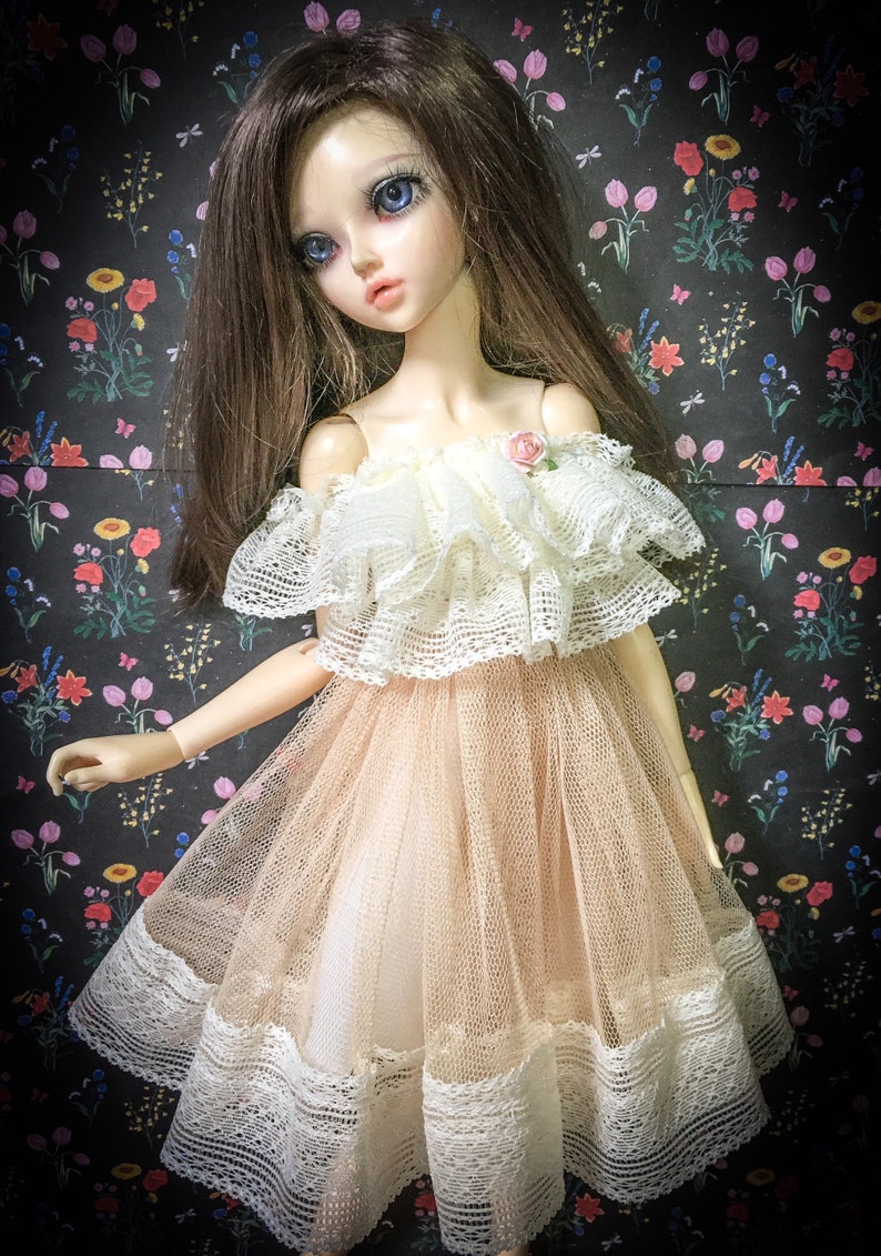 BJD Doll Slim MSD Minifee Clothes Beige pink Lace Dress no - Etsy