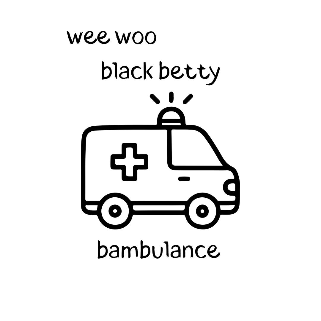 Wee Woo Black Betty Bambulance SVG JPG PNG Clipart Graphic Sublimation ...