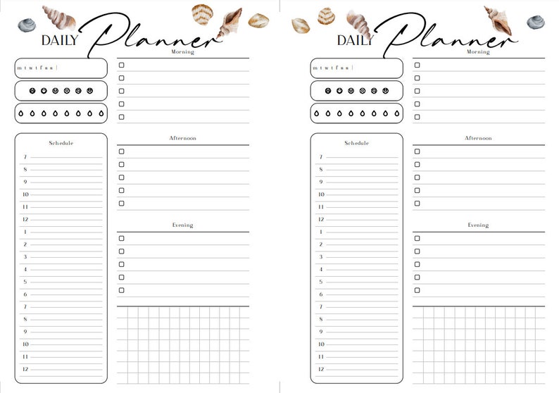 By the Sea Daily Planner (version 2) Digital Download / Simple Planner ...