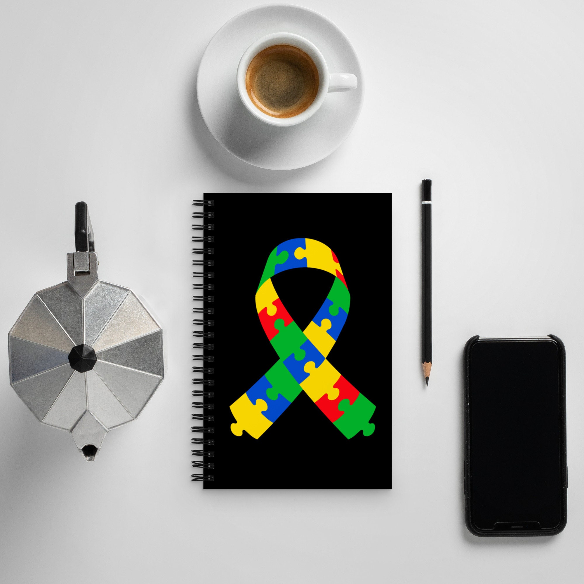 Autism Awareness / Puzzle Piece Ribbon Spiral-bound Notebook With 140 ...