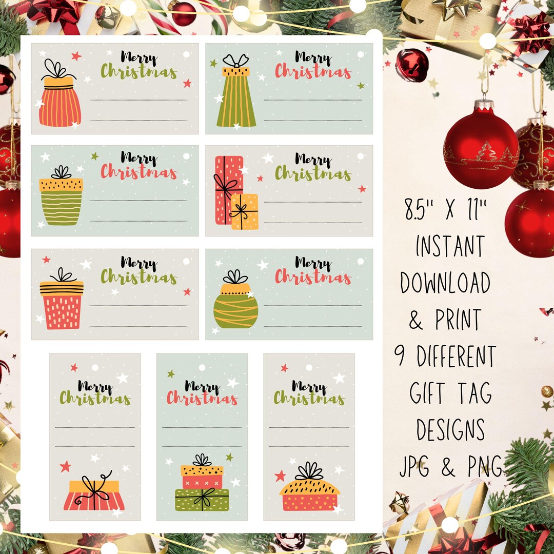 Merry Christmas Gift Tags SVG JPG PNG Clipart Sublimation Digital ...
