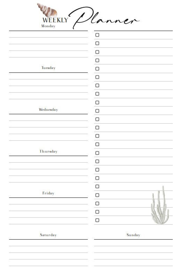 By the Sea Weekly Planner Digital Download / Simple Planner / Digital ...