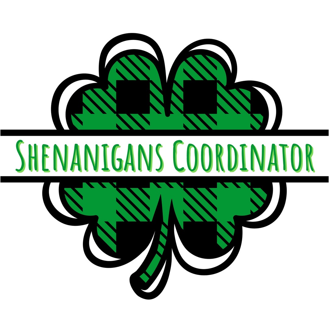 Shenanigans Coordinator St Patrick's Day Plaid Print Shamrock Four Leaf ...