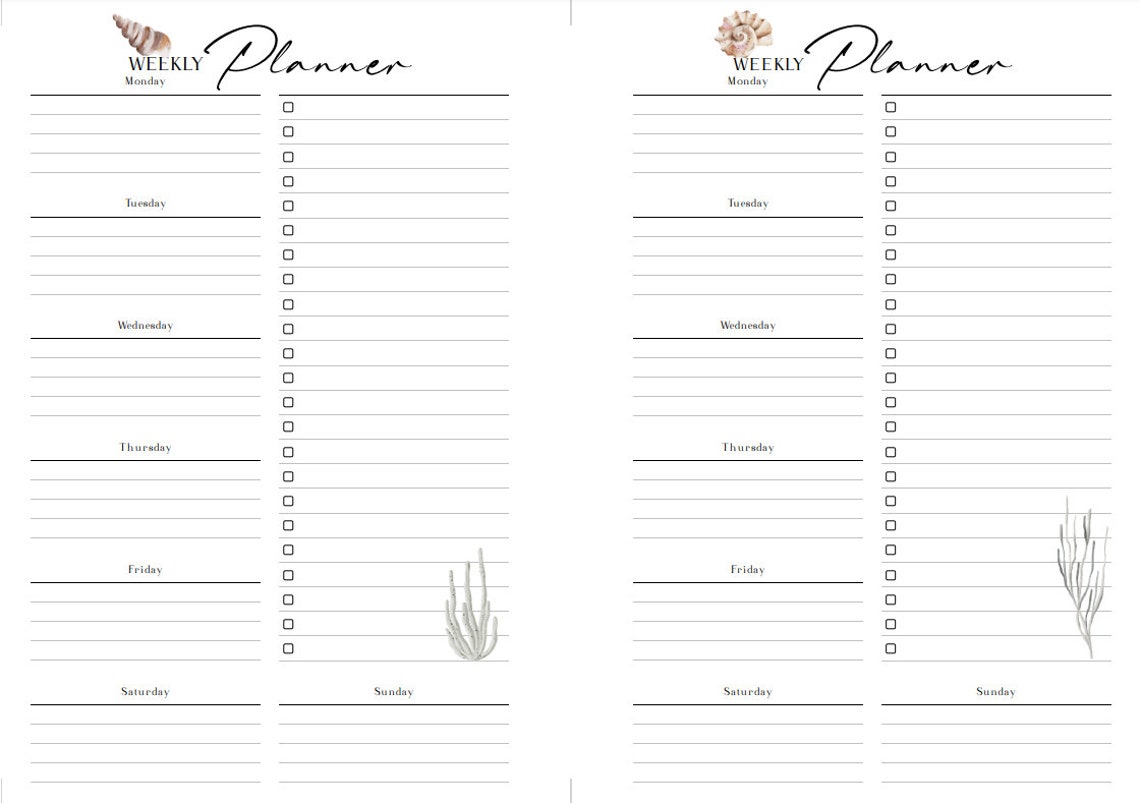 By the Sea Weekly Planner Digital Download / Simple Planner / Digital ...