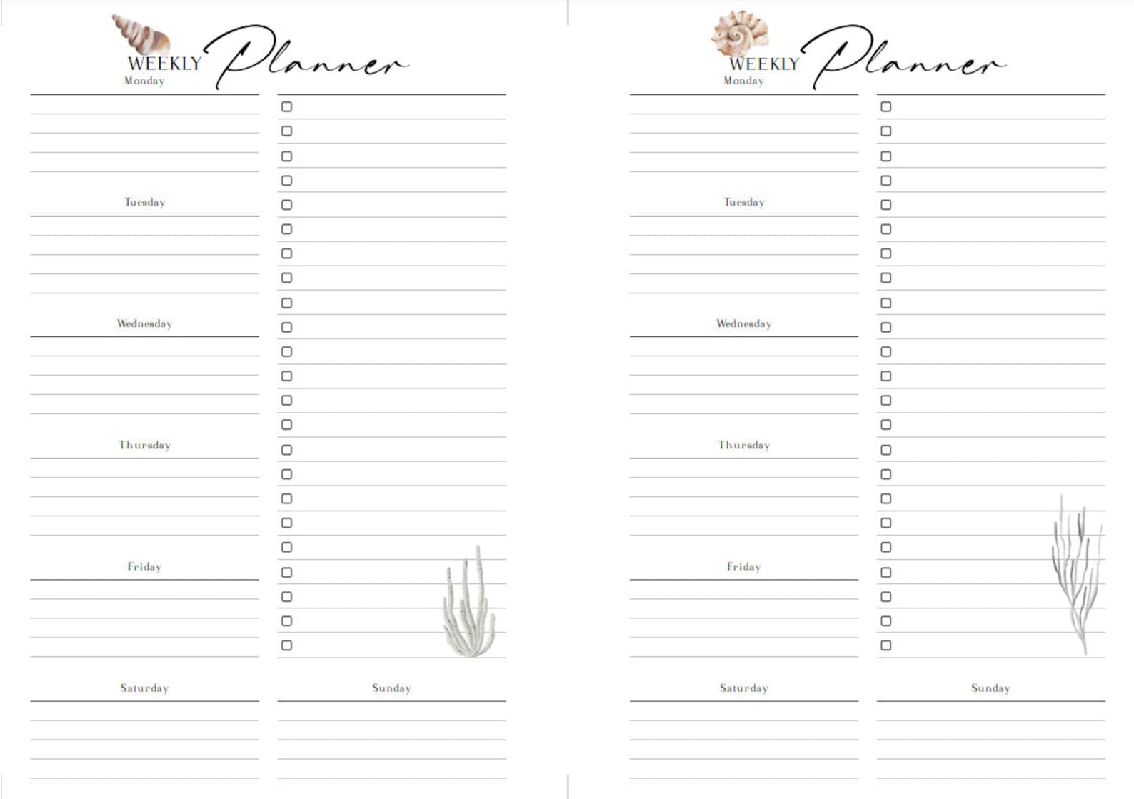 By the Sea Weekly Planner Digital Download / Simple Planner / Digital ...