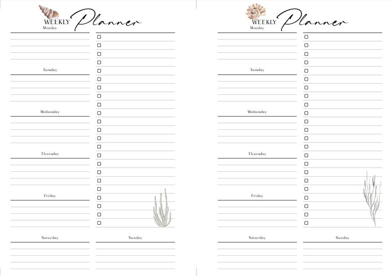 By the Sea Weekly Planner Digital Download / Simple Planner / Digital ...