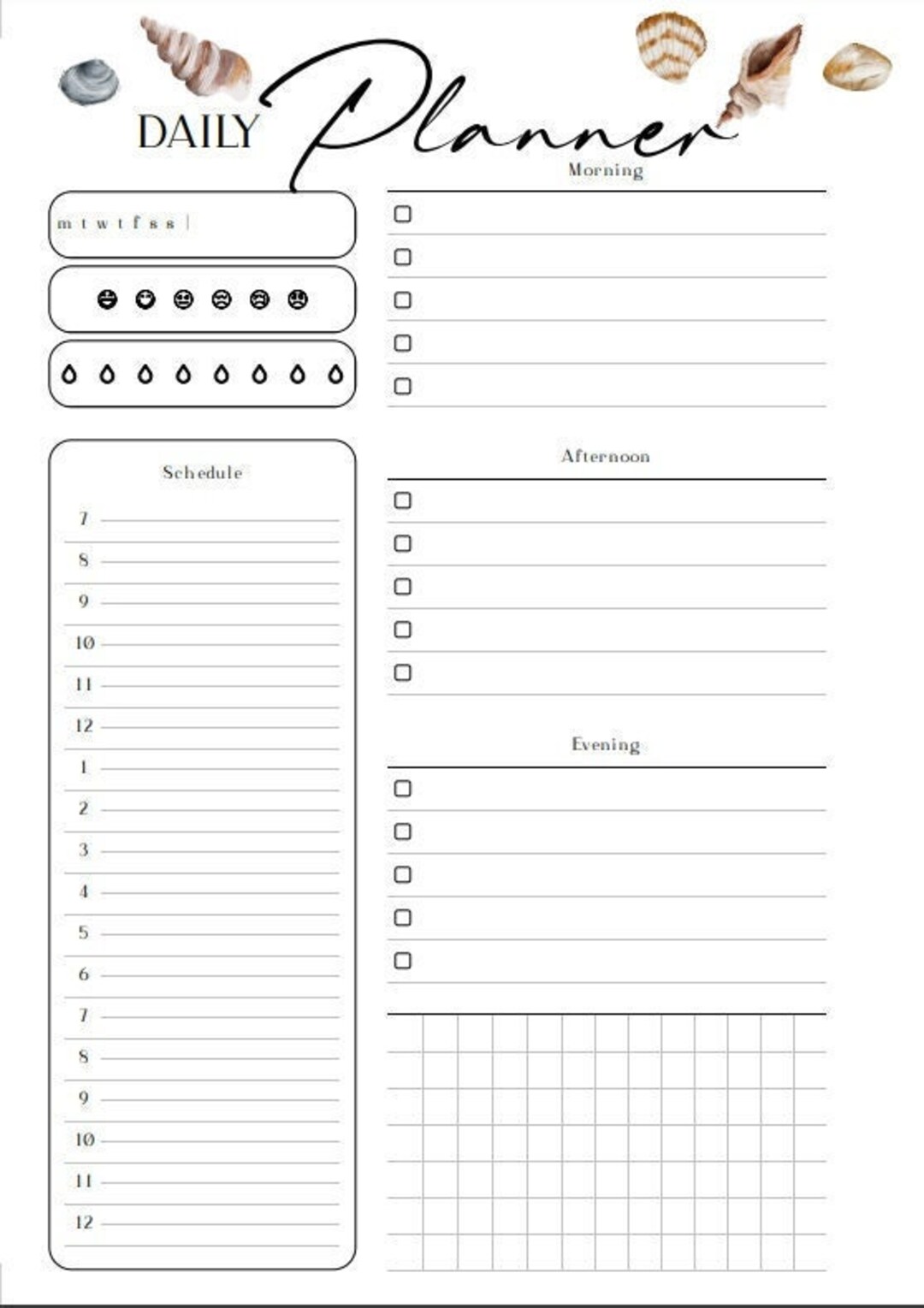 By the Sea Daily Planner (version 2) Digital Download / Simple Planner ...