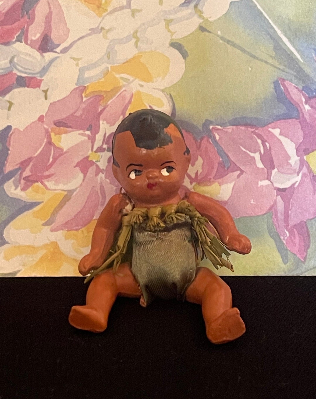 Antique Vintage Hawaiian HULA BABY Hand Painted Bisque DOLL Hawaii ...