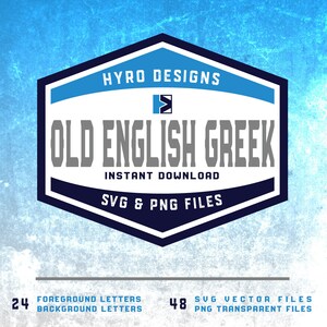 Old English Greek Digital Alphabet Instant Download PNG & SVG Files ...