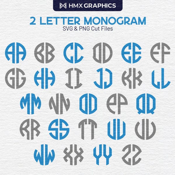 2 Letter Monogram - Etsy
