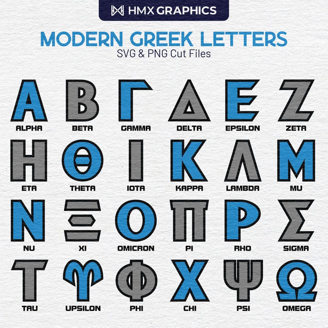 Modern Greek Digital Alphabet Instant Download (PNG & SVG Files ...