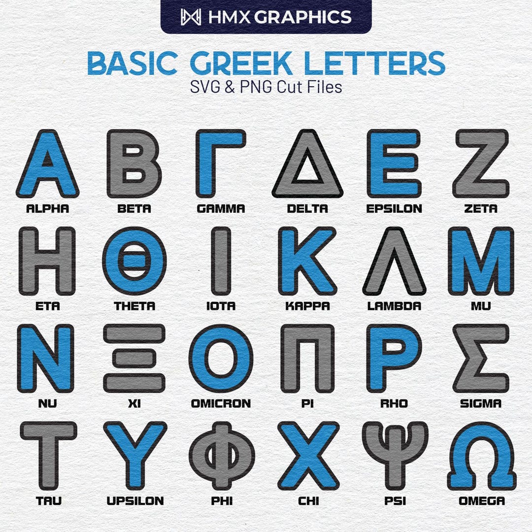 Basic Greek Digital Alphabet Instant Download (PNG & SVG Files) | Greek ...