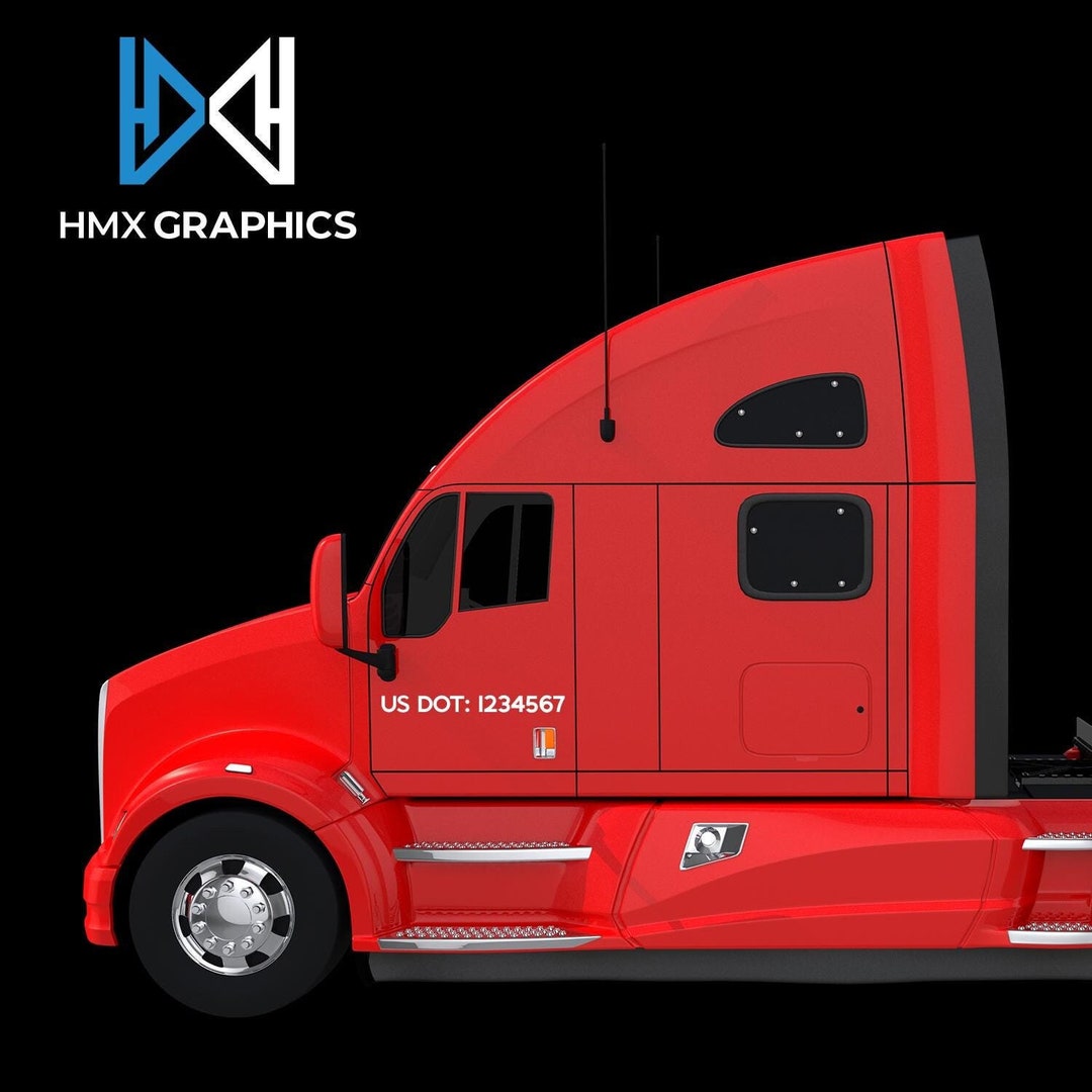 Custom Truck DOT Registration Number 2 High Vinyl Decals set Of 2
