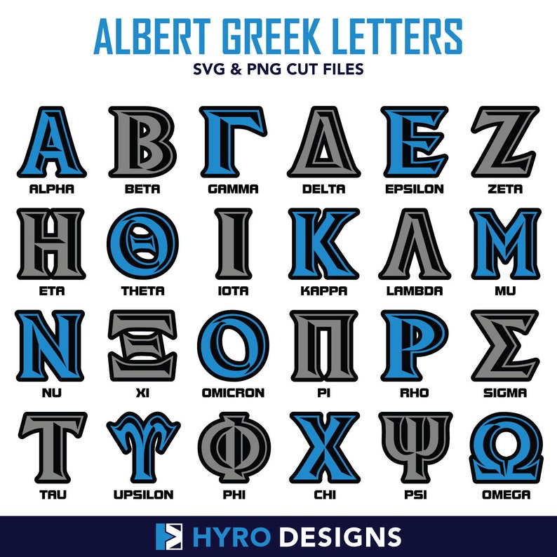 Albert Greek Digital Alphabet Instant Download PNG & SVG - Etsy