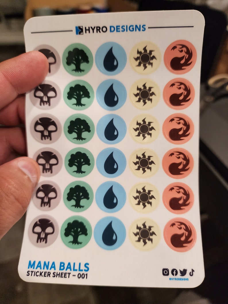 Mana Balls Sticker Sheet | MTG Stickers | Magic the Gathering Stickers ...