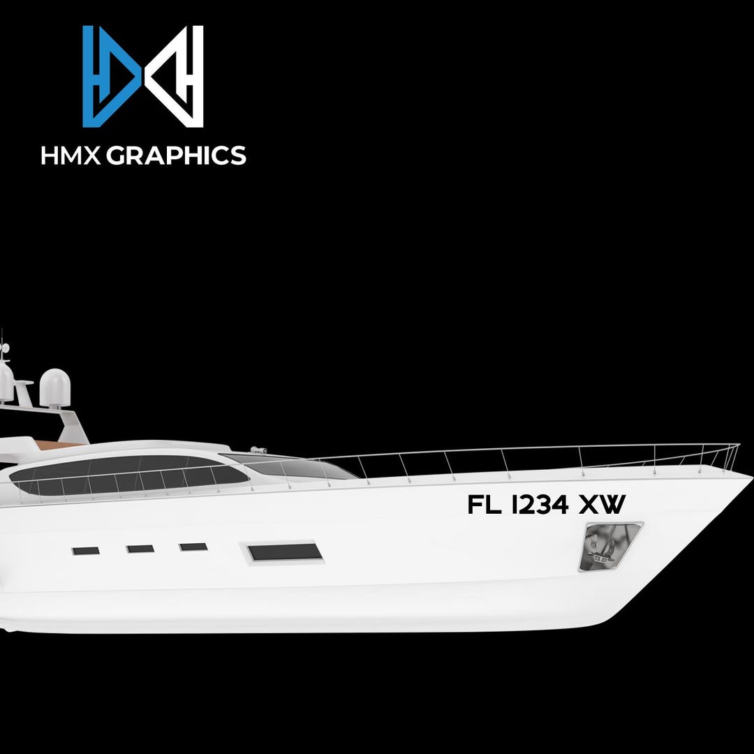 Custom Boat Registration Number 3" High Vinyl Decals (set of 2) | Boat ...