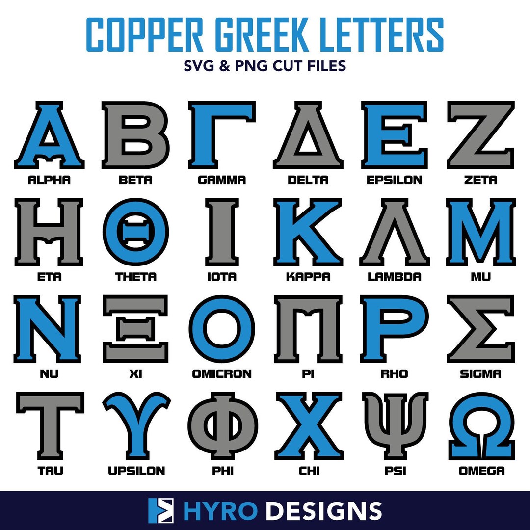 Copper Greek Digital Alphabet Instant Download PNG & SVG - Etsy