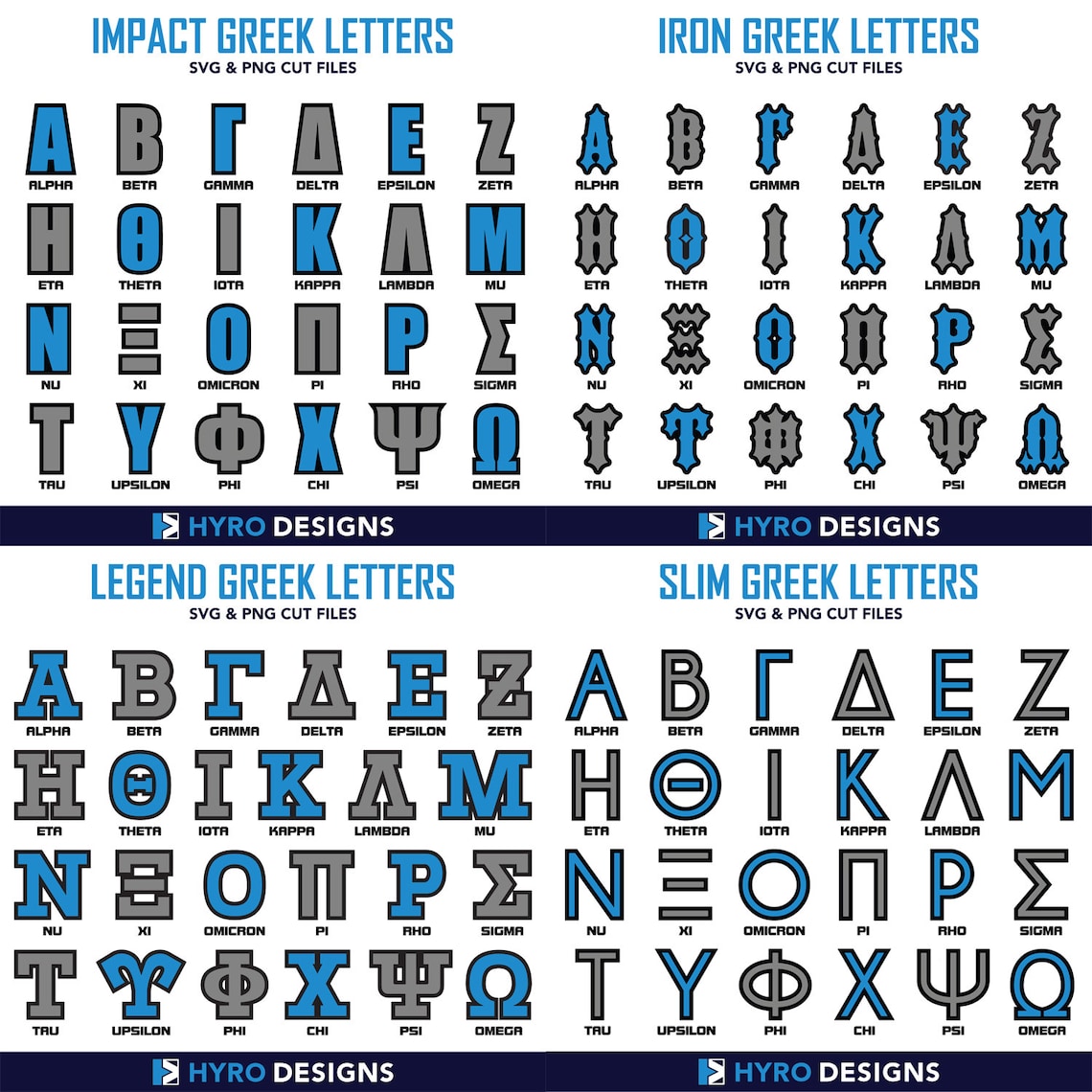 12 Greek Letters Add-on Set Instant Digital Download PNG & - Etsy