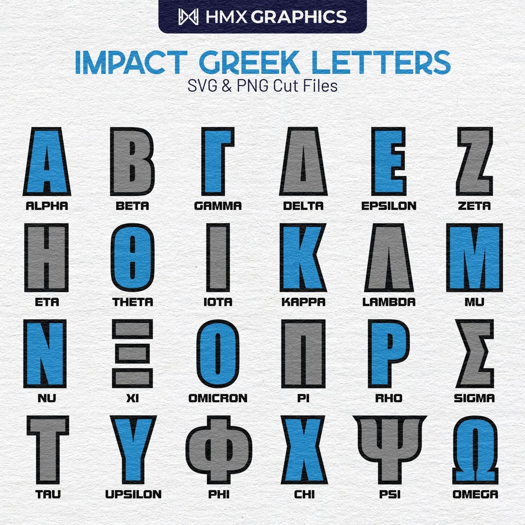Impact Greek Digital Alphabet Instant Download (PNG & SVG Files ...