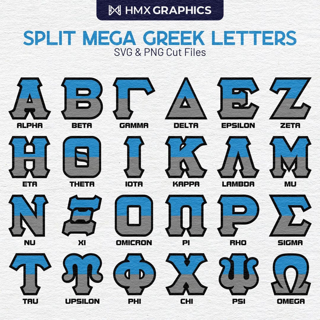 Mega Greek Split Digital Alphabet Instant Download (SVG & EPS Files ...