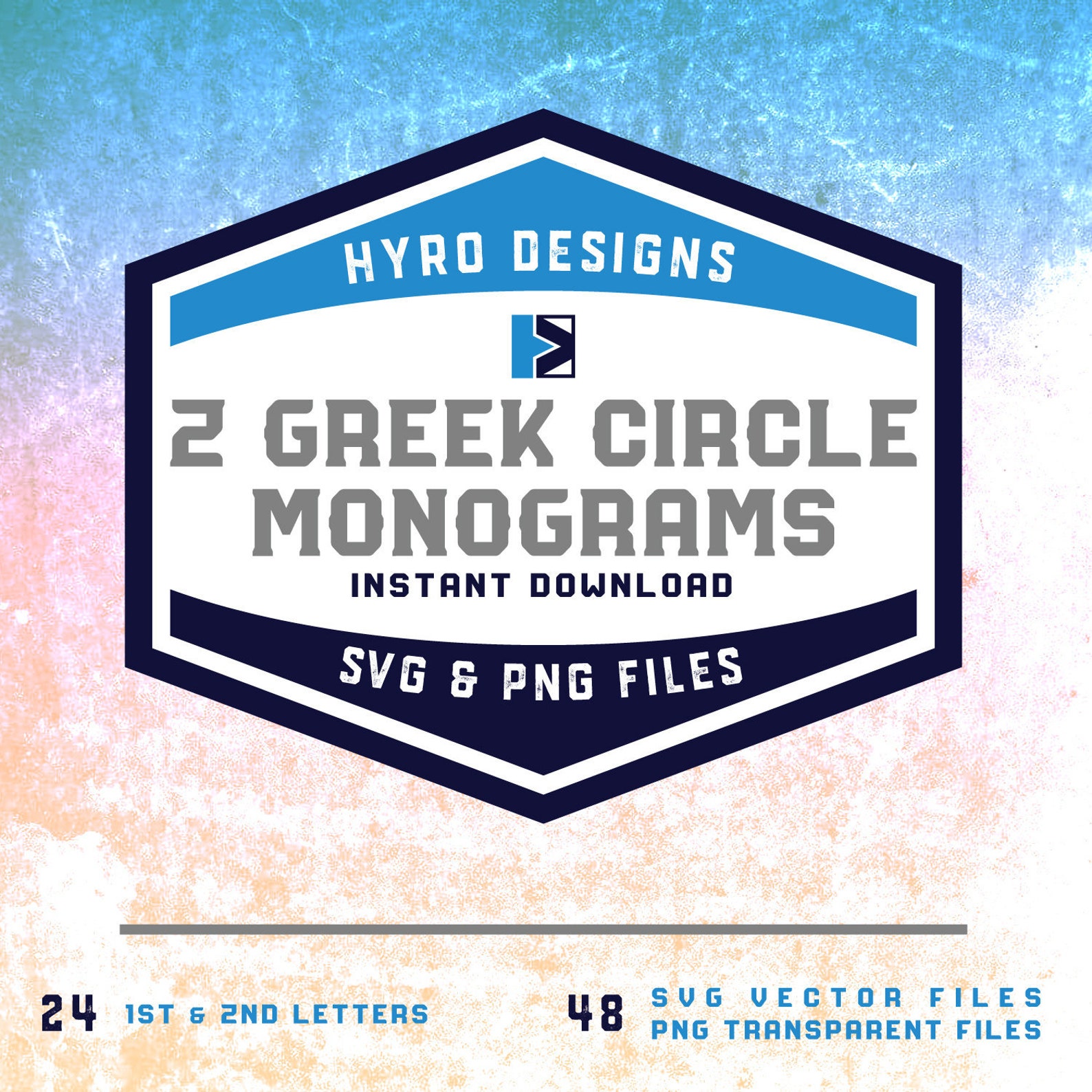 2 Greek Letter Circle Monograms Instant Download PNG & SVG | Etsy