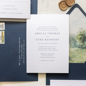 AMELIA | Modern Serif 4 Piece Wedding Invitation, Timeless Simple Clean ...